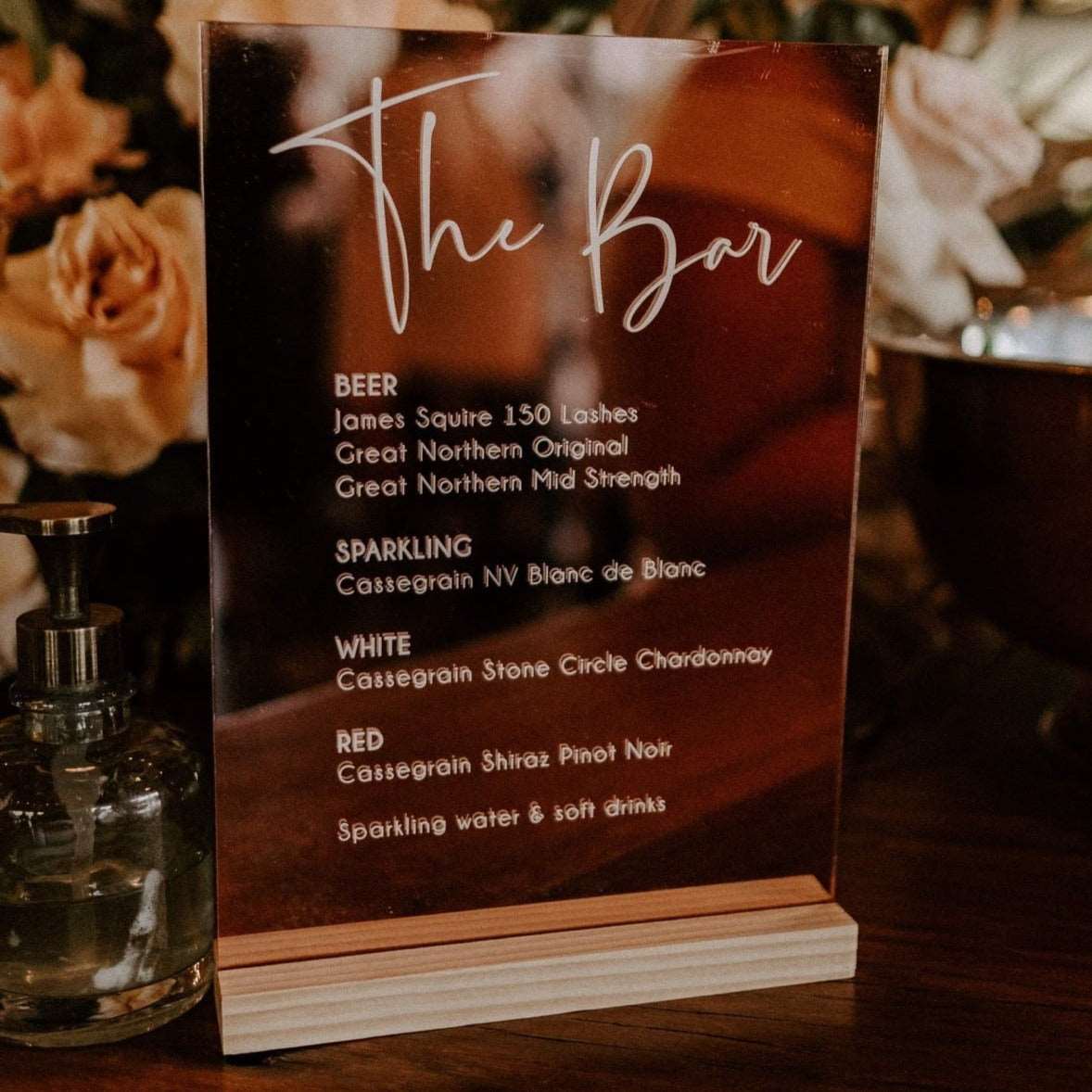 A4 Acrylic Table Sign - Menu Signs | Silver Belle Design