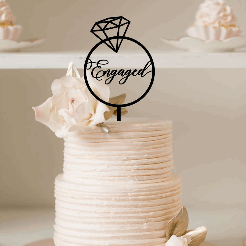 Cake Topper - Engaged Diamond Ring | Silver Belle Design