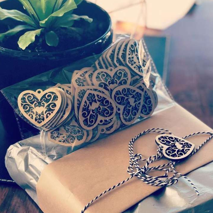 Laser Cut Timber Heart Embellishments | Silver Belle Design