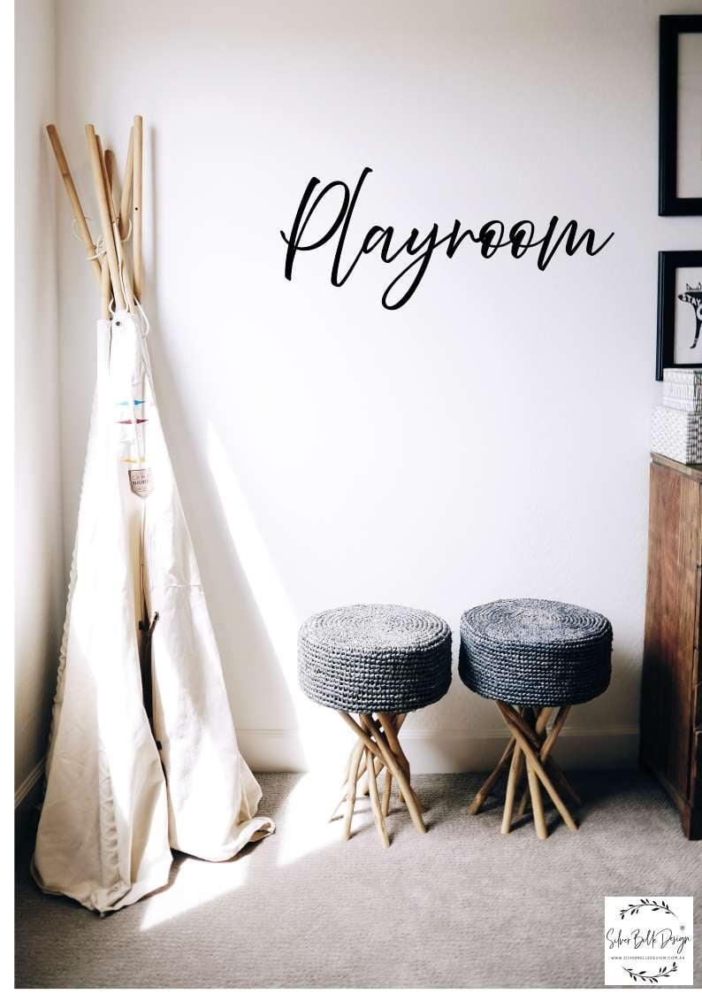 Script Name Plaque Wall Sign - Playroom | Silver Belle Design