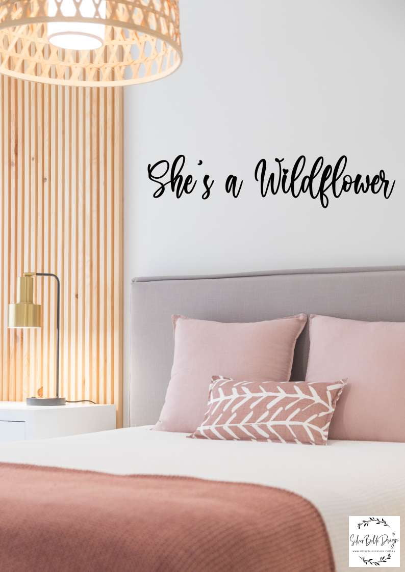 Script Name Plaque Wall Sign - Wild Flower | Silver Belle Design