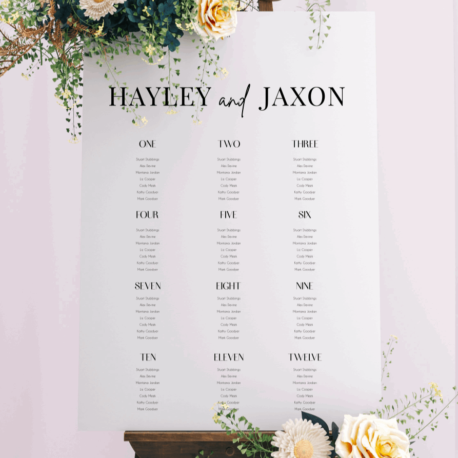 Table Seating Plan - Hayley Design | Silver Belle Design