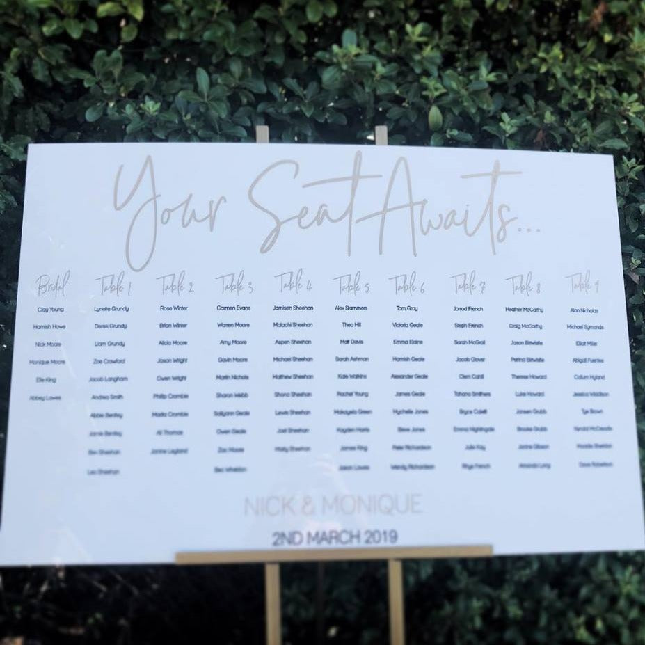 Table Seating Plan Sign - Monique Sign | Silver Belle Design