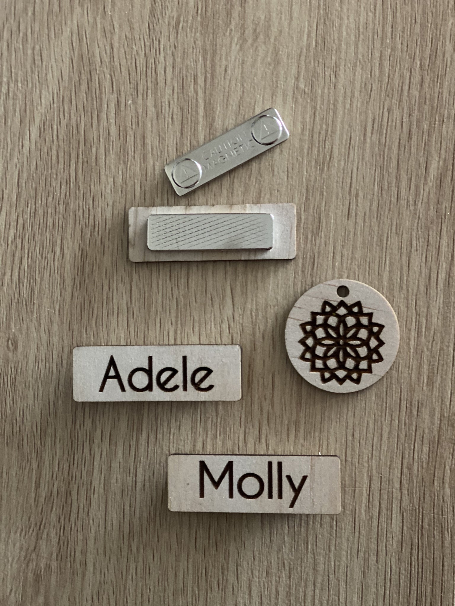 Timber Engraved Name Tags | Silver Belle Design