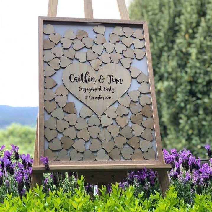 Wedding Drop Heart Frame - Natural Ash Timber | Silver Belle Design