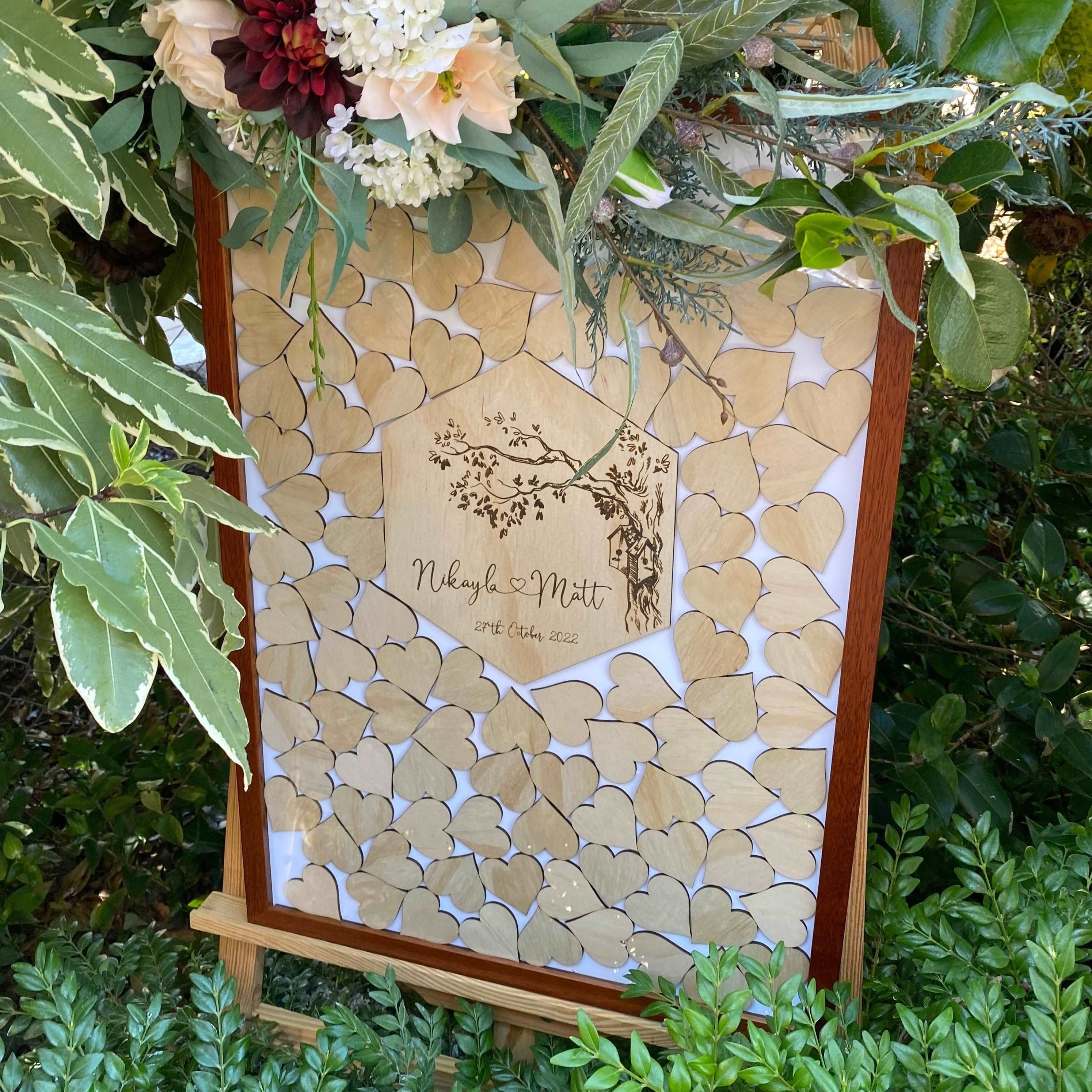Wedding Drop Heart Frame - Walnut Timber | Silver Belle Design