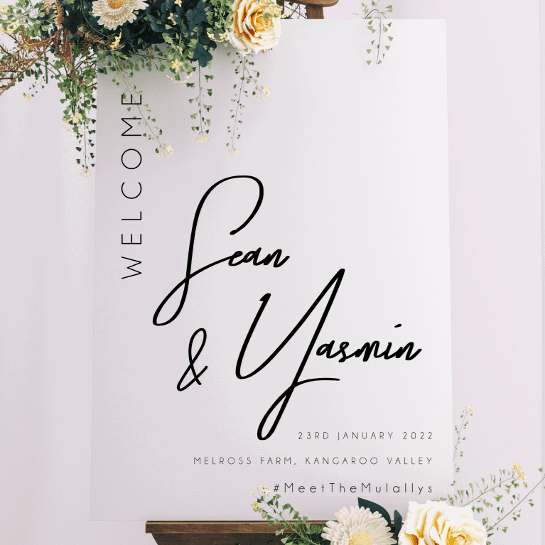 Welcome Sign - Yasmin Modern Script Design | Silver Belle Design