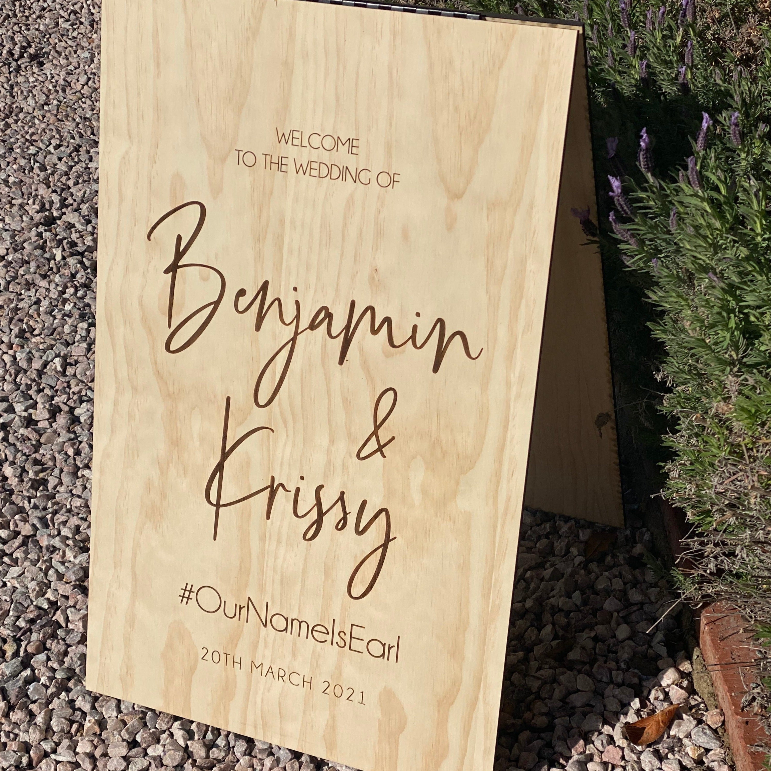 Wooden A-Frame Rustic Sign - Krissy | Silver Belle Design