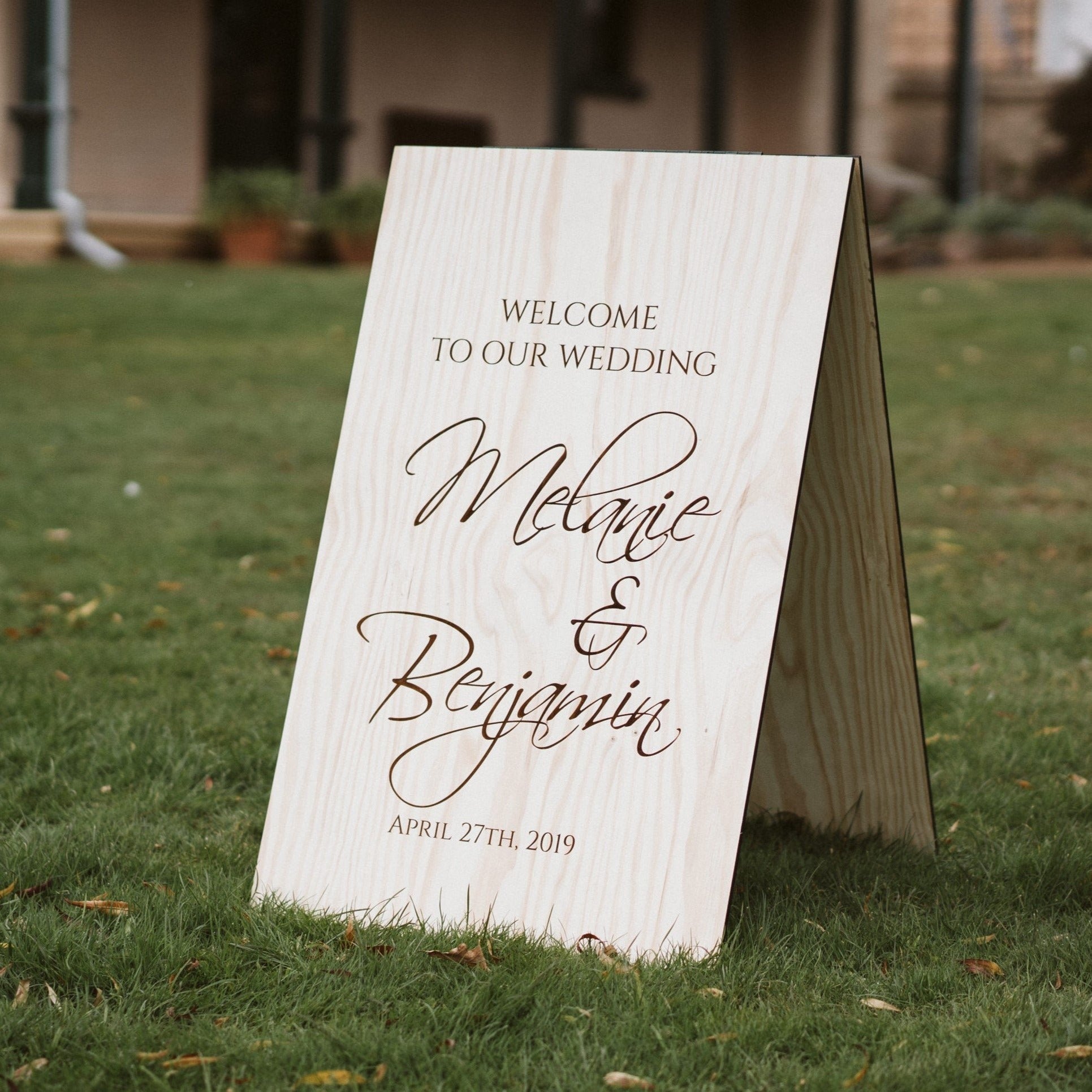 Wooden A-Frame Rustic Sign - Melanie | Silver Belle Design