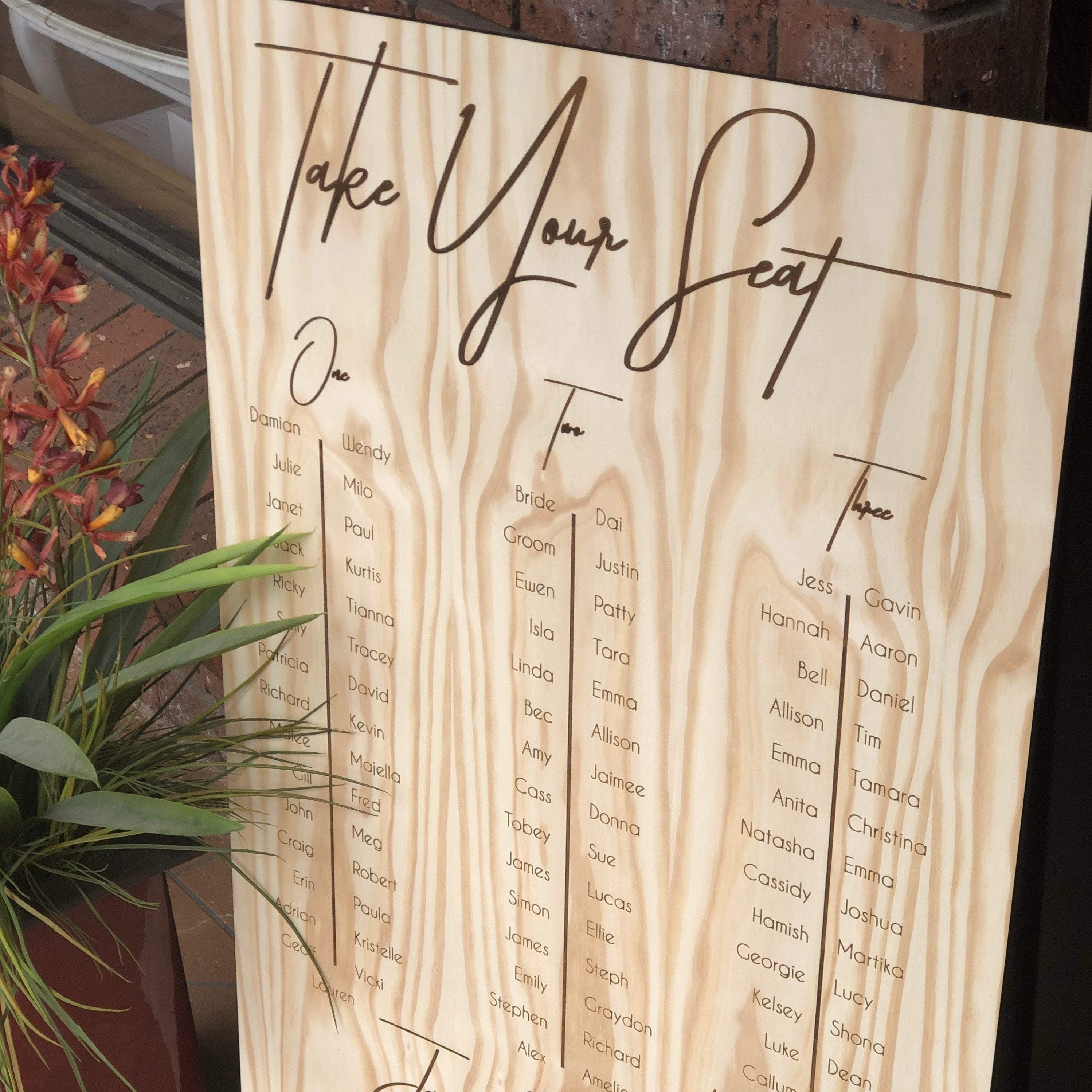 Wooden Table Seating Plan Sign - Alana | Silver Belle Design