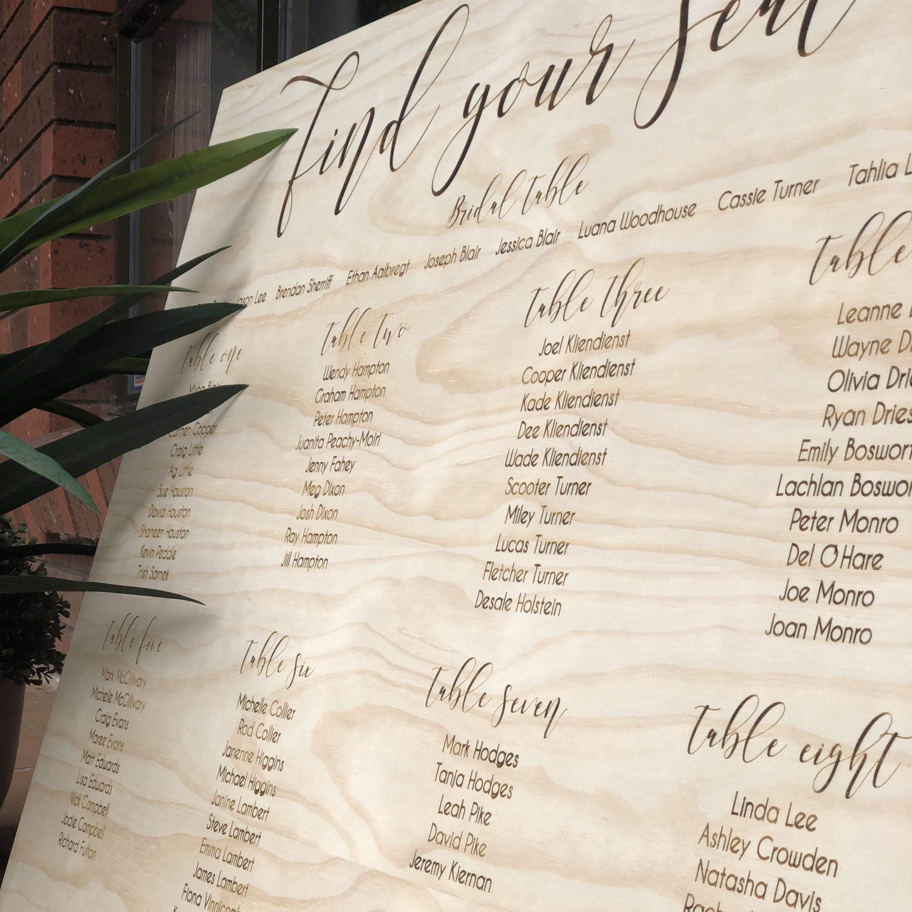 Wooden Table Seating Plan Signs - Jessica | Silver Belle Design